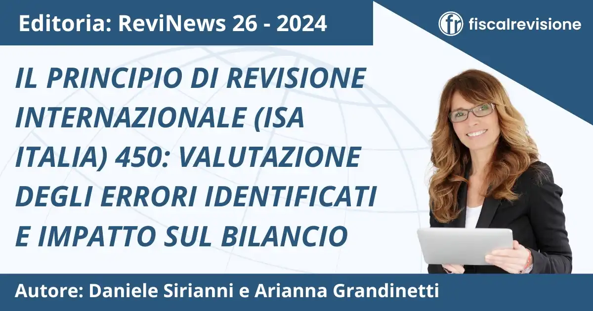 Il Principio di Revisione Internazionale (ISA Italia) 450: valutazione degli errori identificati ...